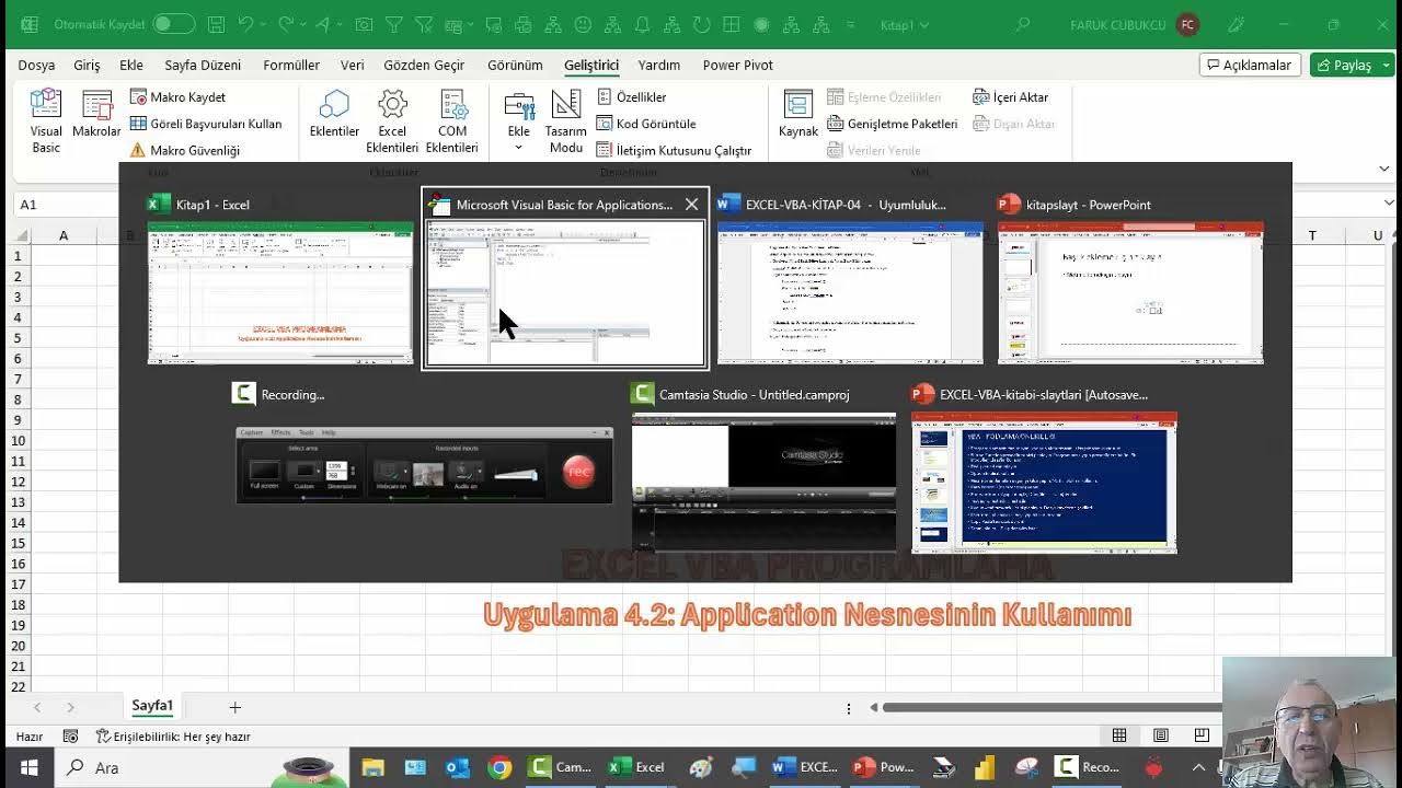 EXCEL VBA PROGRAMLAMA Uygulama 4-2- Application Nesnesinin Kullanımı - YouTube
