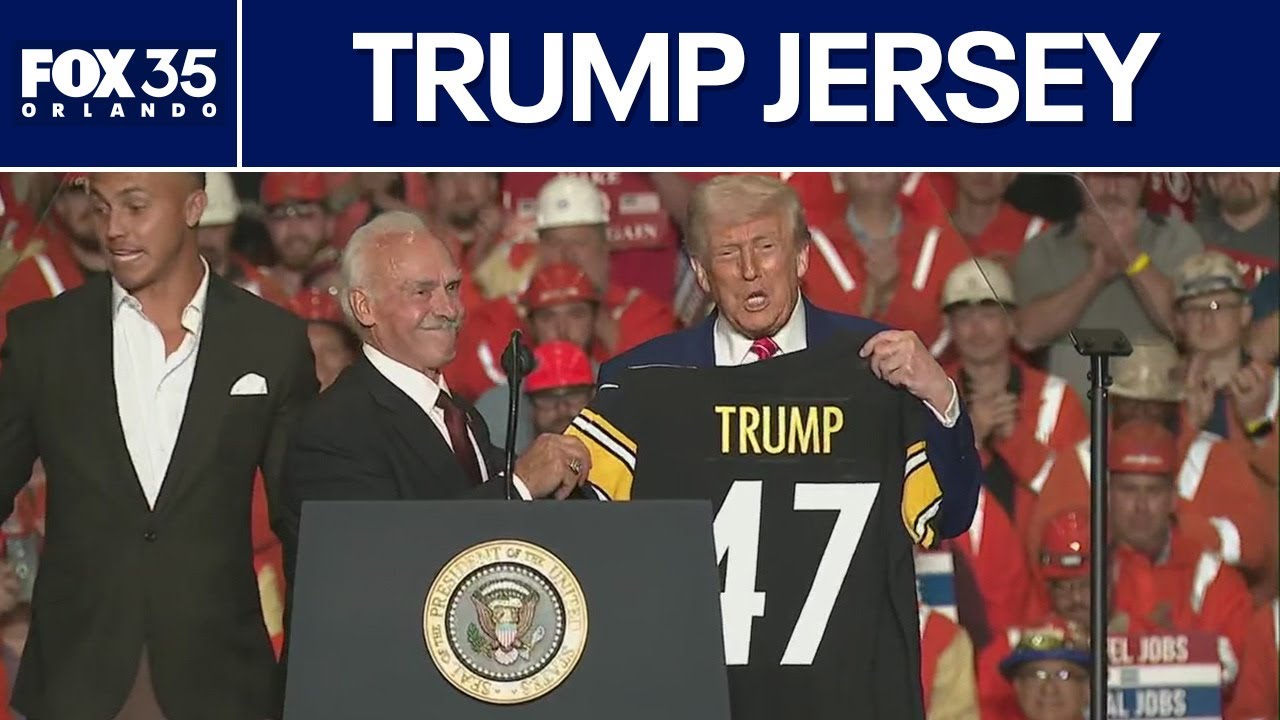 President Trump presented with jersey by legendary Steelers player ...