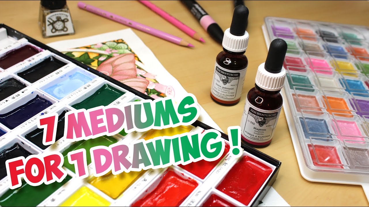 7 Mediums for 1 Drawing ! - YouTube