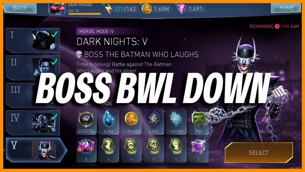 Injustice 2 Mobile | Boss Batman Who Laughs Down | Rewards Kingdom Of ...