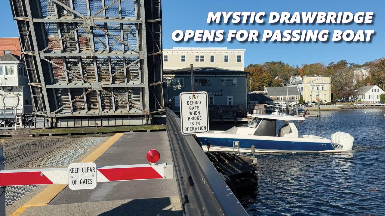 Mystic Drawbridge Opening for Yacht | Full Bridge Lift in Real Time ...
