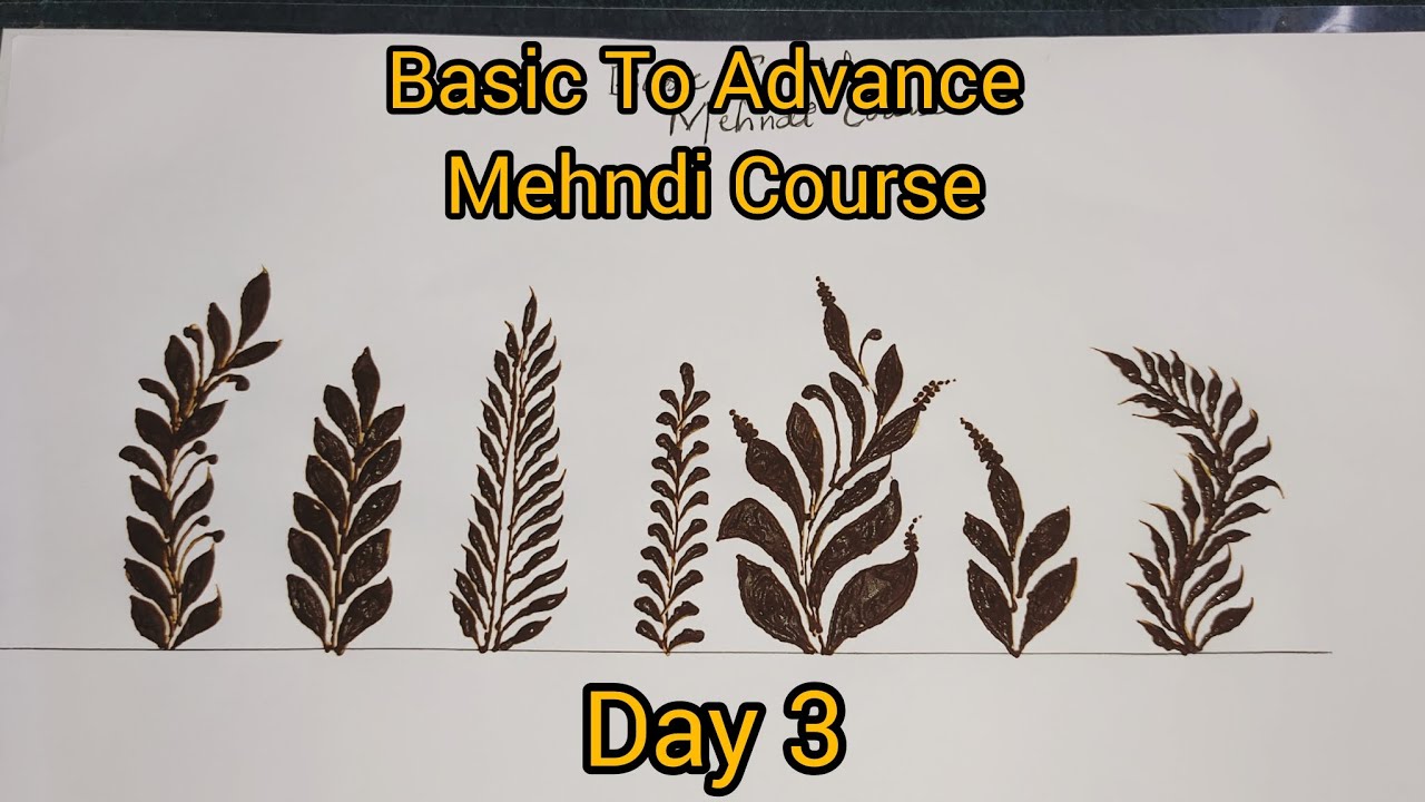 Mehndi Class 3 || Leaves Design || Learn Basic To Advance Mehndi Design || Mehndi By Alhenna ...