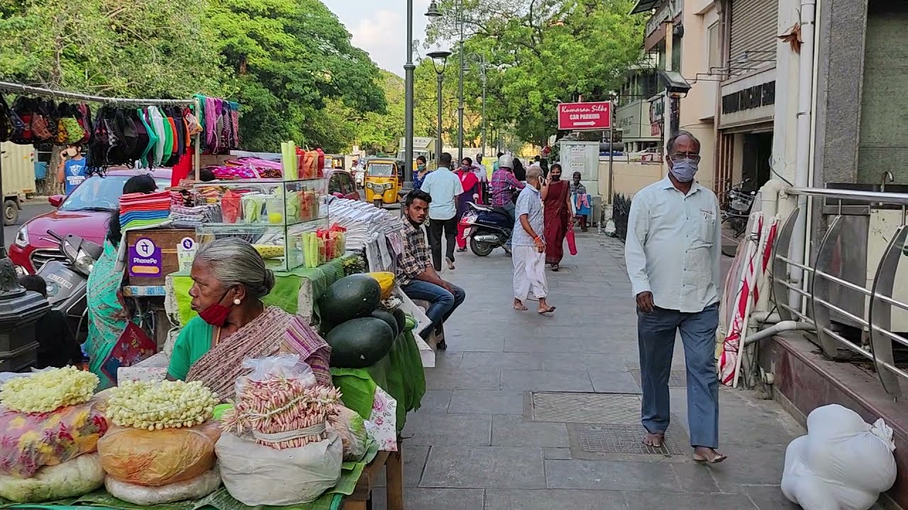 Walk in T Nagar Chennai / Street Walking Video / Tamilnadu - India / MG ...