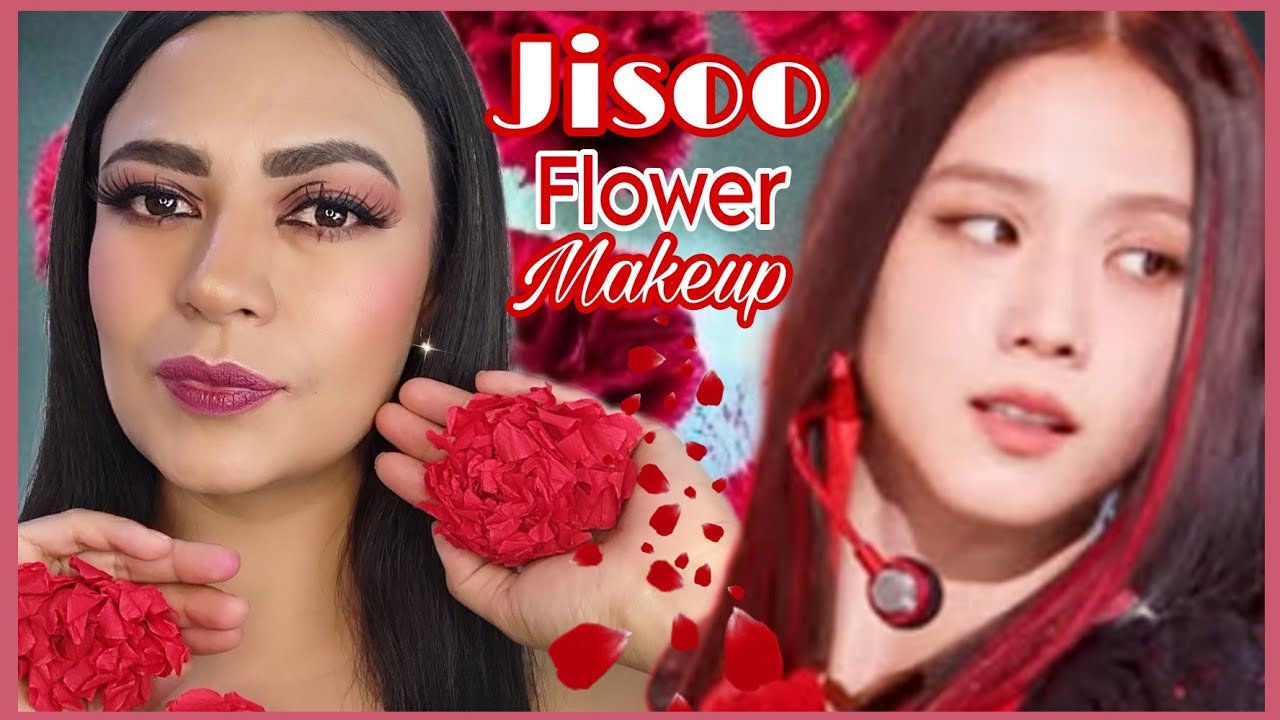 JISOO FLOWER MAKEUP🌹😍 TUTORIAL RECREACIÓN 🥰#makeup #tutorial #jisoo #flower #look #recreation# ...