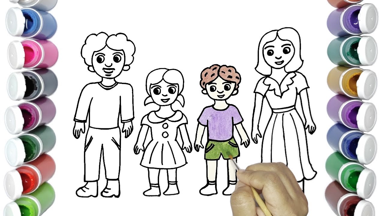 Drawing a family | How to draw a family | Step by step family drawing ...