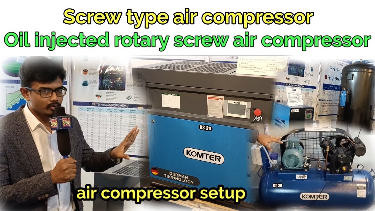 Air compressor setup explain | screw type air compressor | oil injected ...