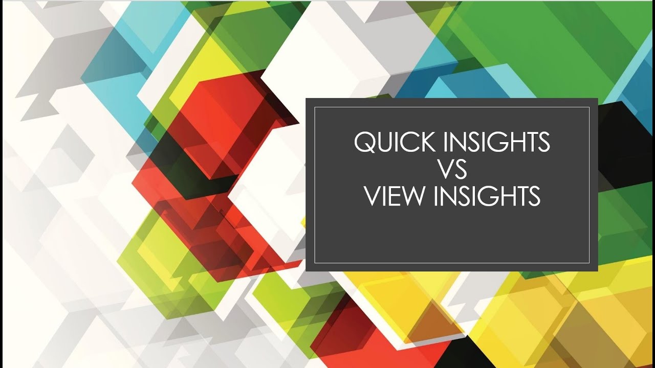 Power BI Quick Insights Vs View Insights - YouTube