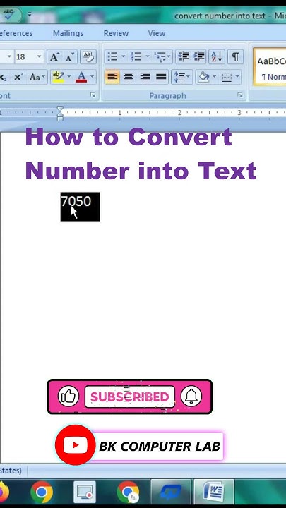 How To Convert Number To Text//Convert Number to Text in MS Word ...