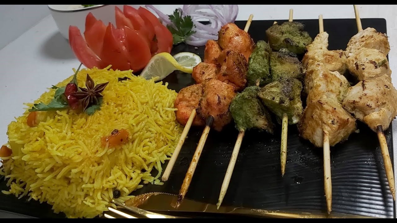 Chicken Tikka Platter With eggplant Yoghurt Dip | 3 color Chicken Tikka ...