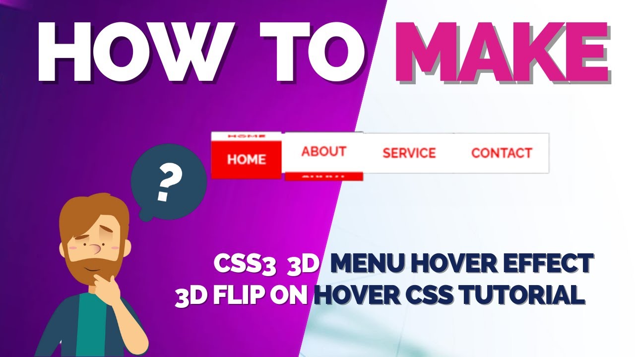 Css3 3d Menu Hover Effect 3d Flip On Hover Css Tutorial Yazilim 0121