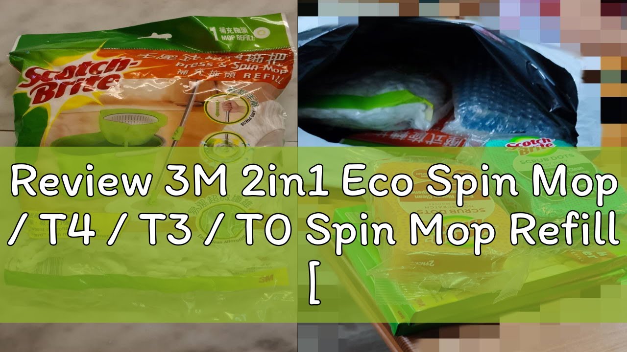 Review 3M 2in1 Eco Spin Mop / T4 / T3 / T0 Spin Mop Refill [Bundle Deal] - YouTube