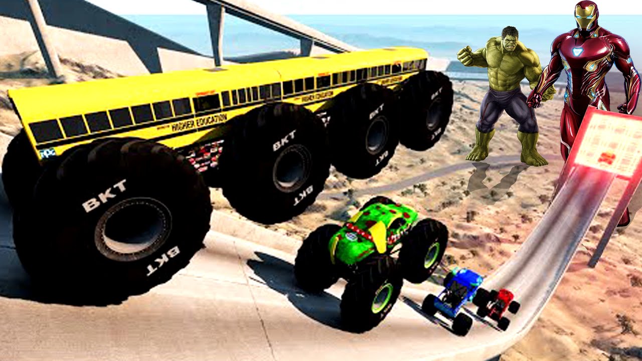 BMG Random - Epic Hight Speed monster trucks Jumps #002 - BeamNG Drive ...