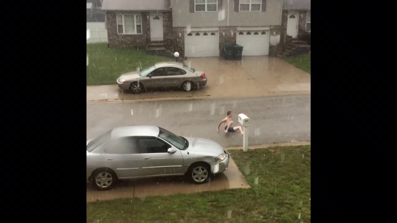 The best fails rain underwear run slip fall - YouTube