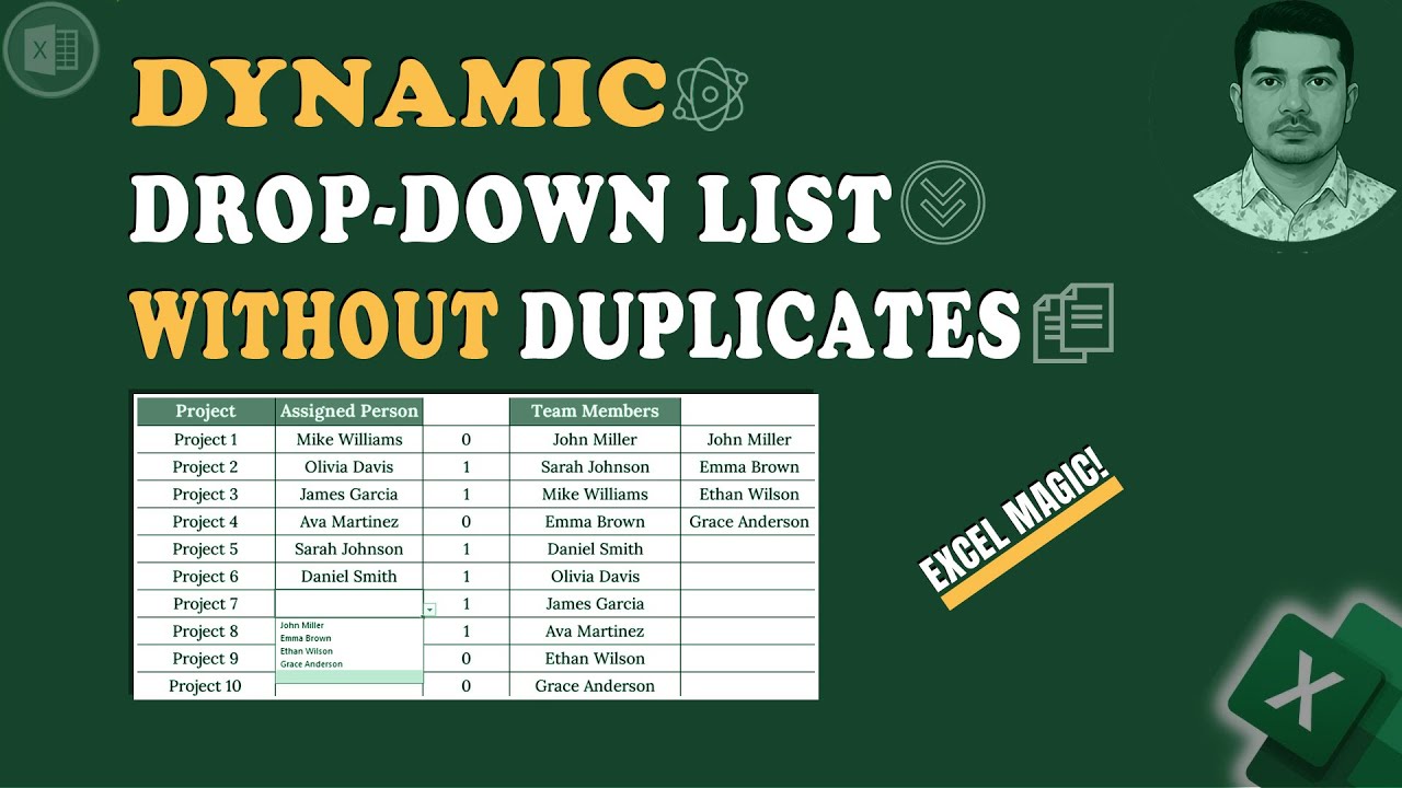 No Repeats! Dynamic Excel Drop-Down Without VBA (Updated 2025) - YouTube