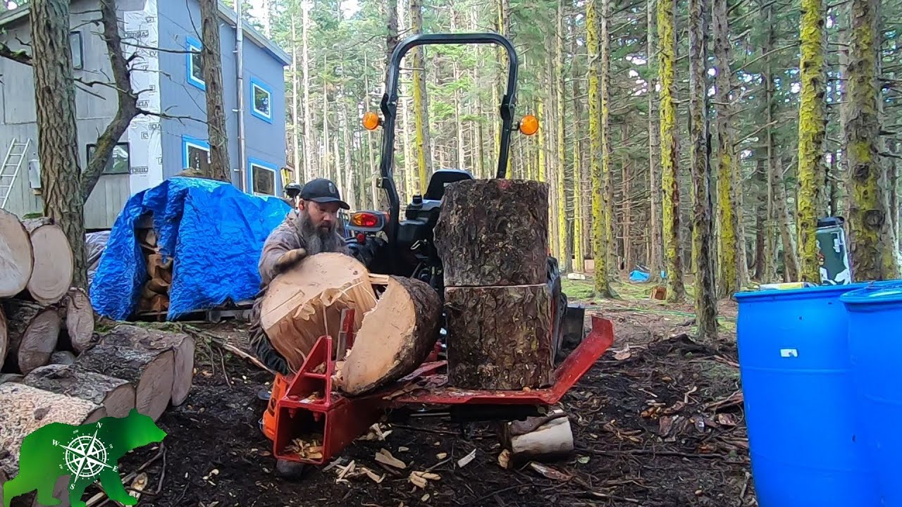 Split-Fire log Splitter | Remove backhoe from Kioti tractor - YouTube