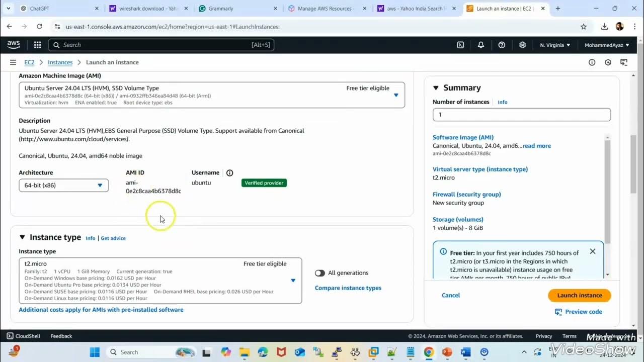 Login to AWS Portal || creating EC2 Instance ||Configuring Apache ...