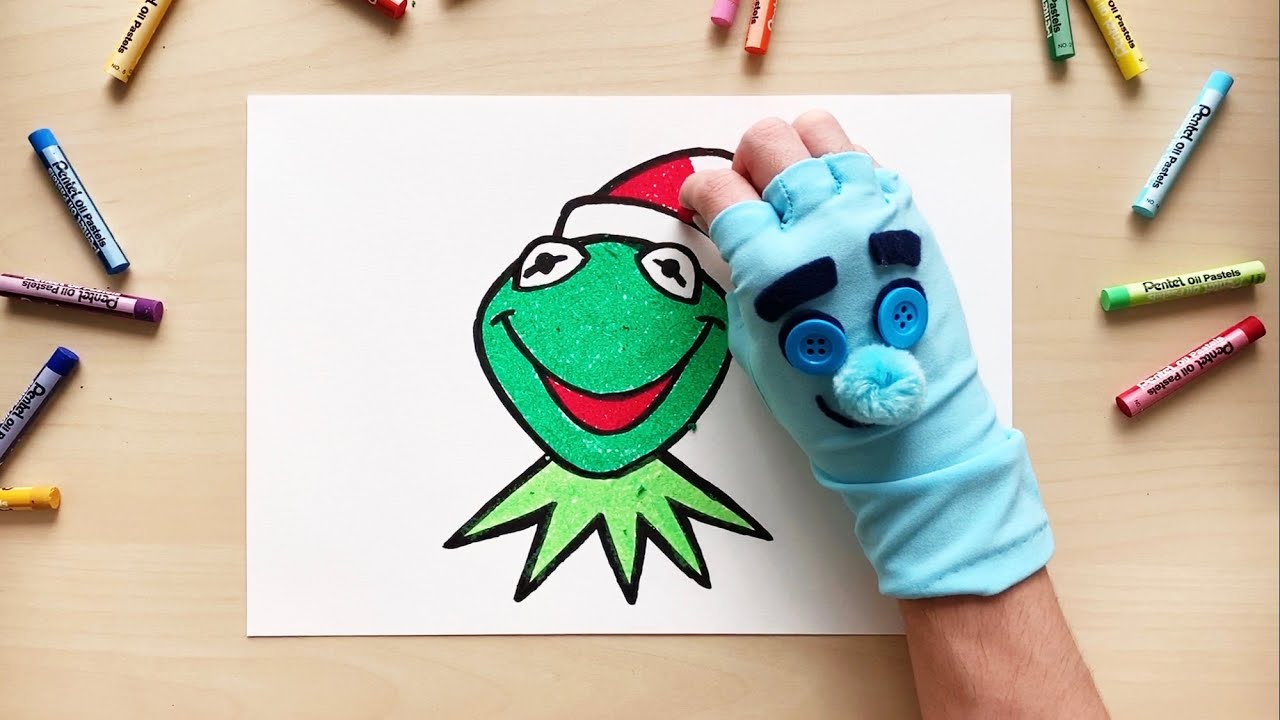Kermit The Frog Christmas Version | Easy Oil Pastel Drawing and ...