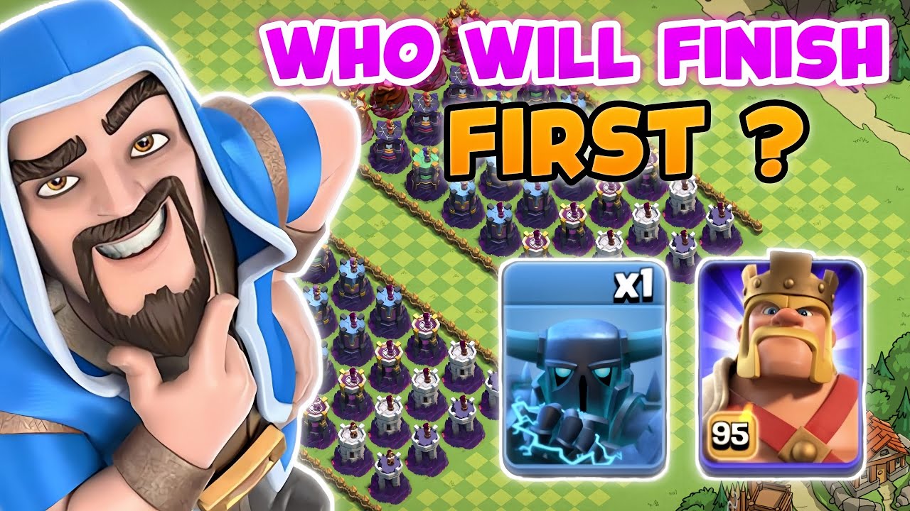 Giga Barbarian King vs M.O.M.M.A PEKKA | Who will finish wizard tower ...