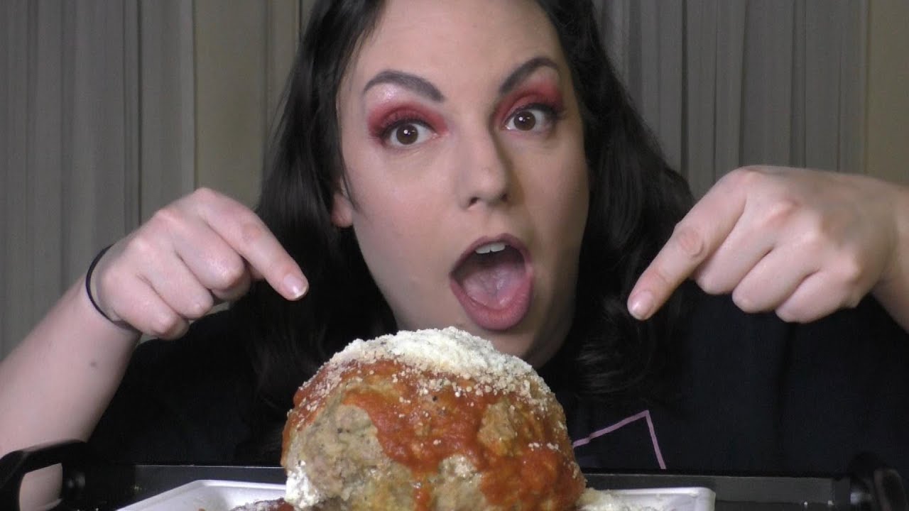 Real Mukbang | National Meatball Day | GIANT Meatball ASMR | Eating ...