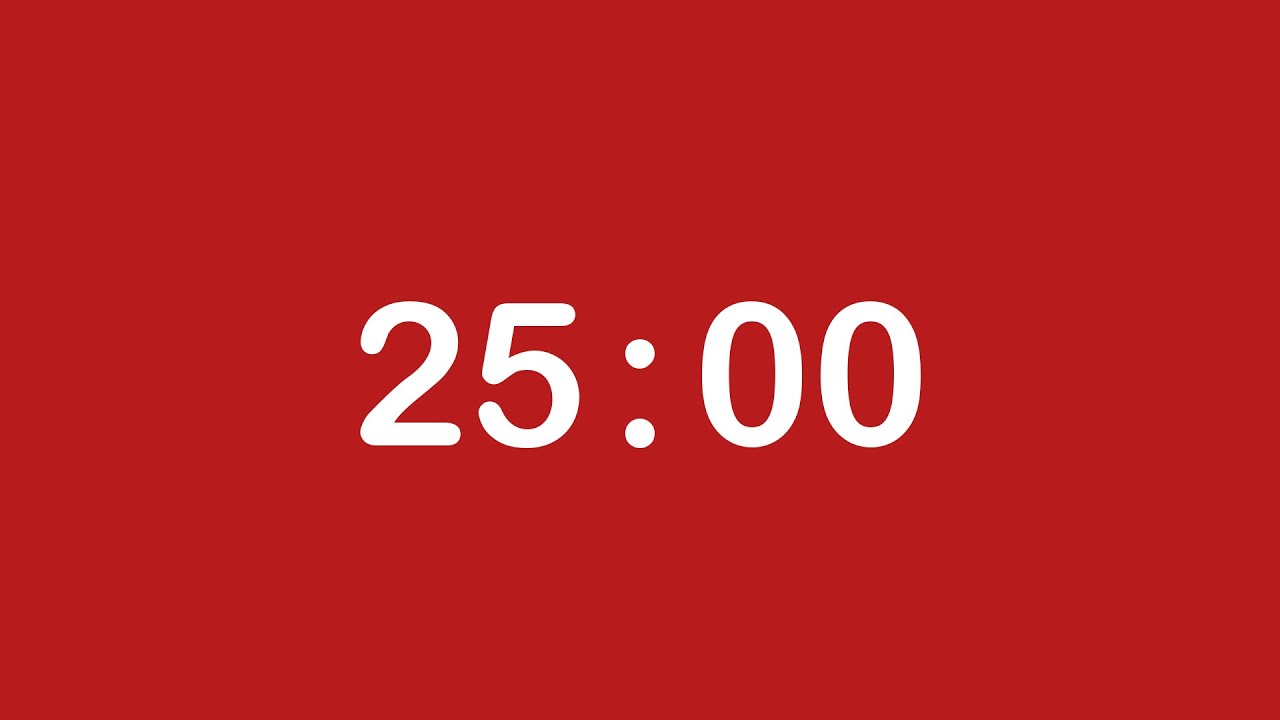 25 MINUTE TIMER • 25 MINUTE COUNTDOWN TIMER + Alarm, Full HD, 1080, Red - YouTube