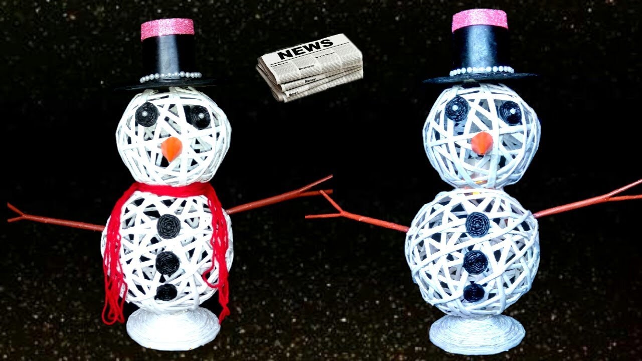 How to make Snowman from Newspaper | DIY Snowman | Christmas craft ...