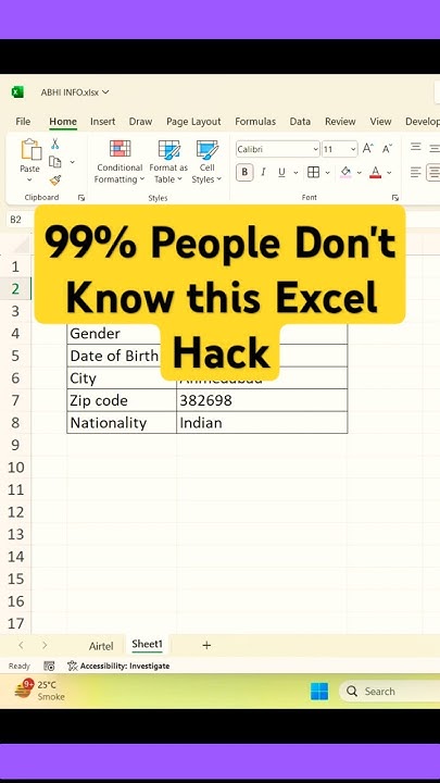 99 99% People Don't Know this Excel Hack #shortsfeed #shortsvideo #shortvideo #excel #viralvideo ...