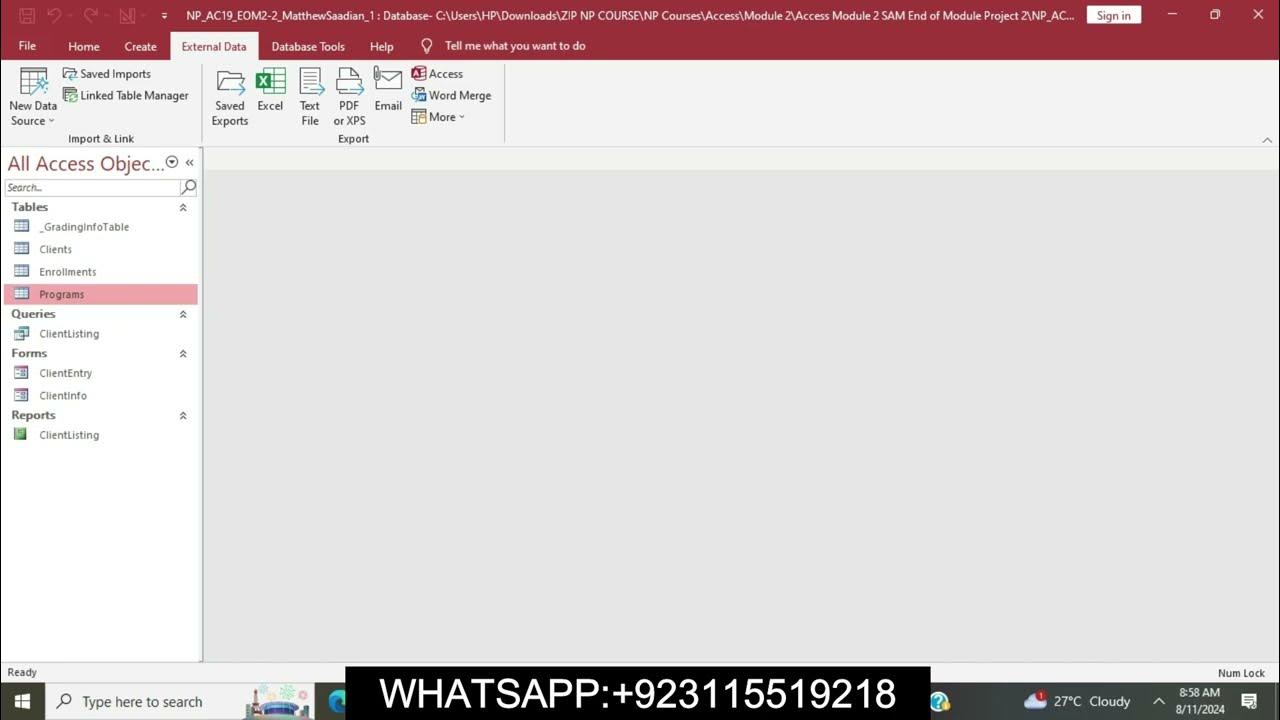 Access 2019 Module 2 End of Module Project 2 | 2019 Module 2 End of Module Project2 | NP_AC19 ...