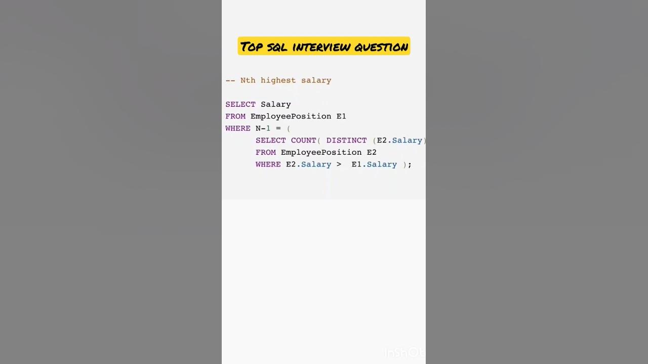 Top Sql Interview Questions Learning Sql Sqlqueries Interview Top Question 