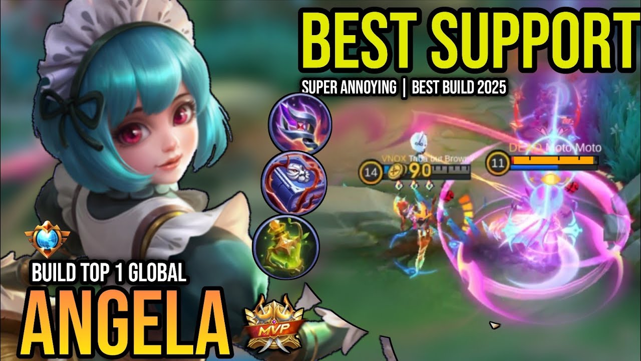 ANGELA BEST SUPPORT 2025 | BUILD TOP 1 GLOBAL ANGELA GAMEPLAY | MOBILE ...