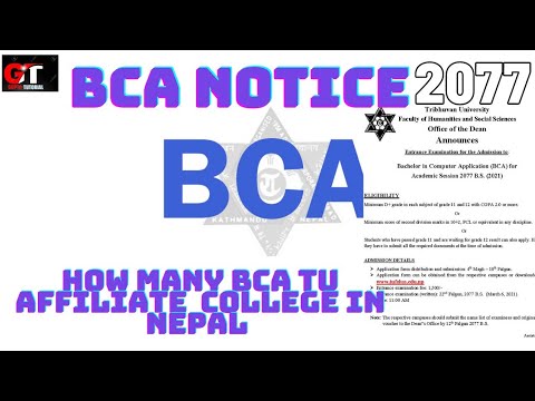 Notice of BCA 2077 .How many TU affiliate College for BCA? How to ...