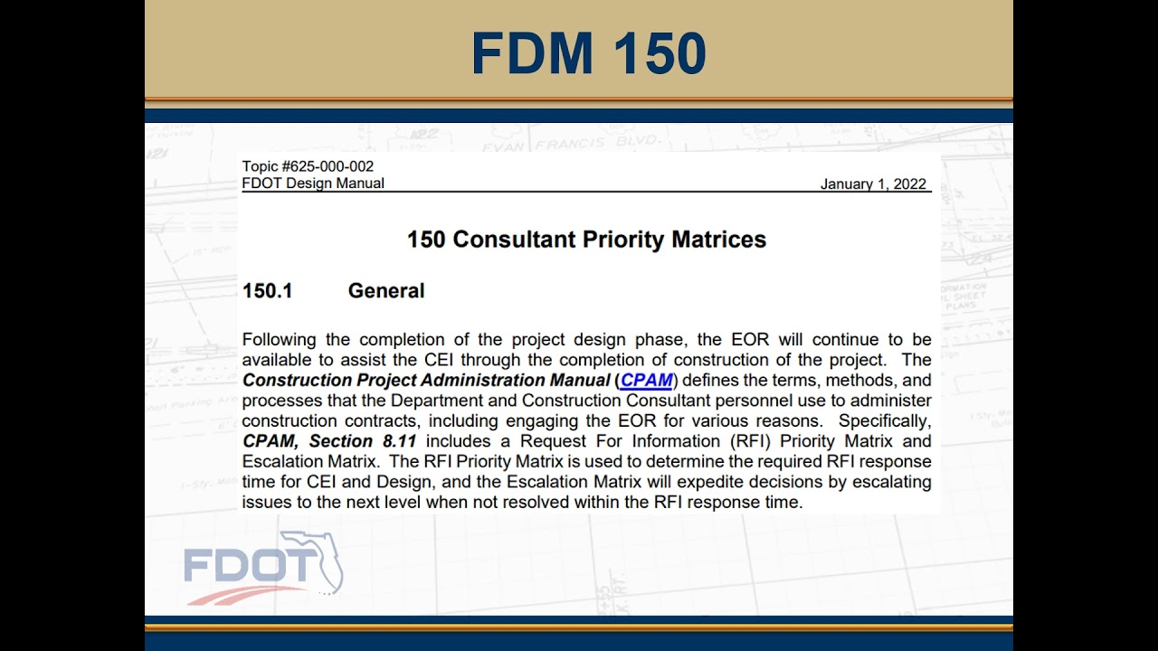 FDOT FDM 150 - Consultant Priority Matrices - YouTube