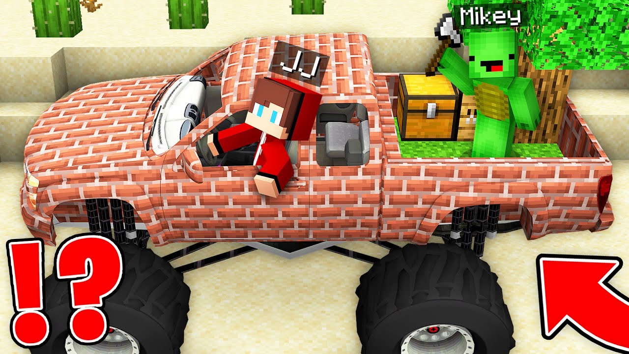 JJ and Mikey Survived 100 Days in MONSTER TRUCK in Minecraft - Maizen ...