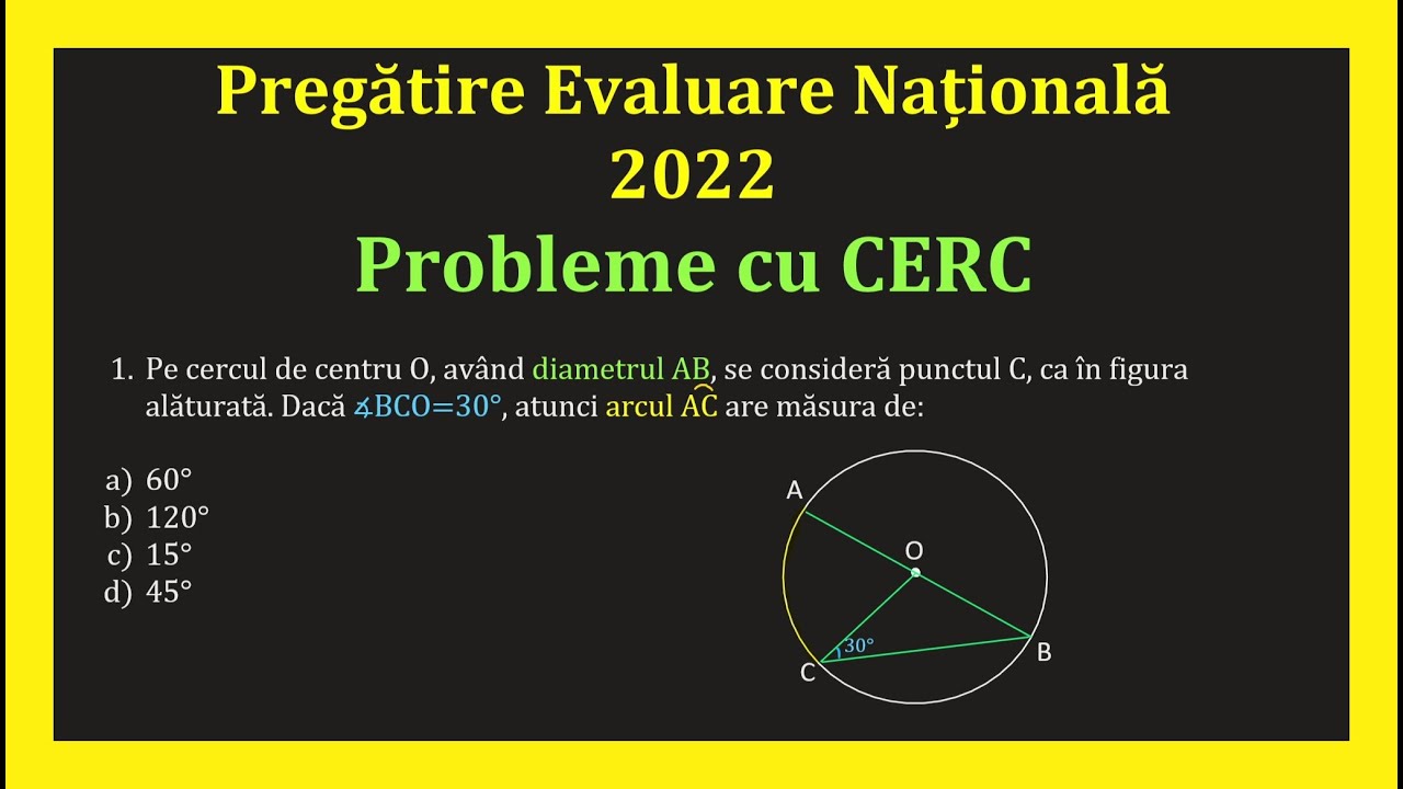 Evaluare Nationala 2022 Matematica Probleme cu Cerc Arc Arie cerc Sector(Invata Matematica Usor ...