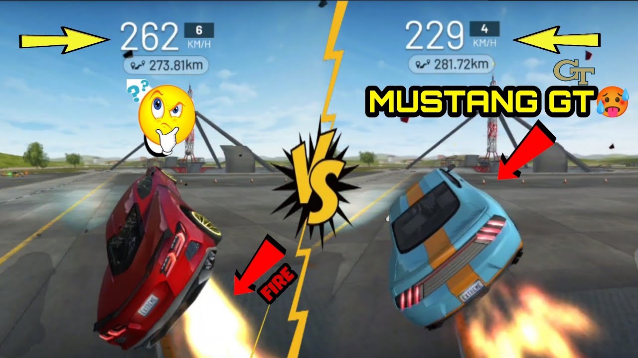 SUPER CAR 🤔 ? vs MUSTANG GT🥵||MUSTANG GT || Car Ramp Jump || Extreme ...