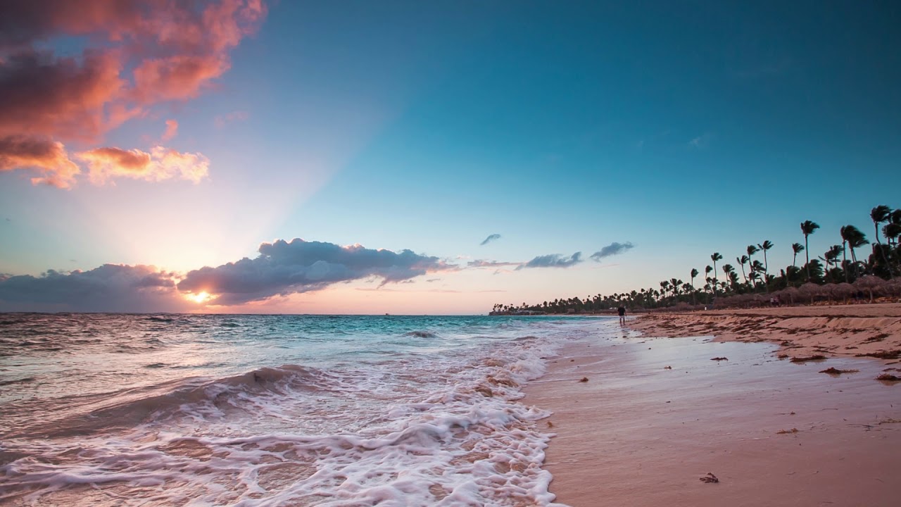 Punta Cana sunset, waves lapping the beach - YouTube