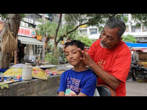 😍 Cutest Head Massage Ever! Boy Enjoys Waris Barber’s Magic Hands 💫