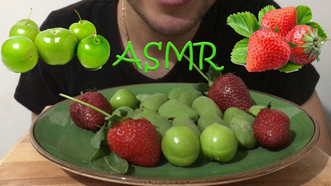 Türkçe ASMR Yaz Geldi Erik Çilek Çağla Asmr Green Plum GreenGage Fruit ...