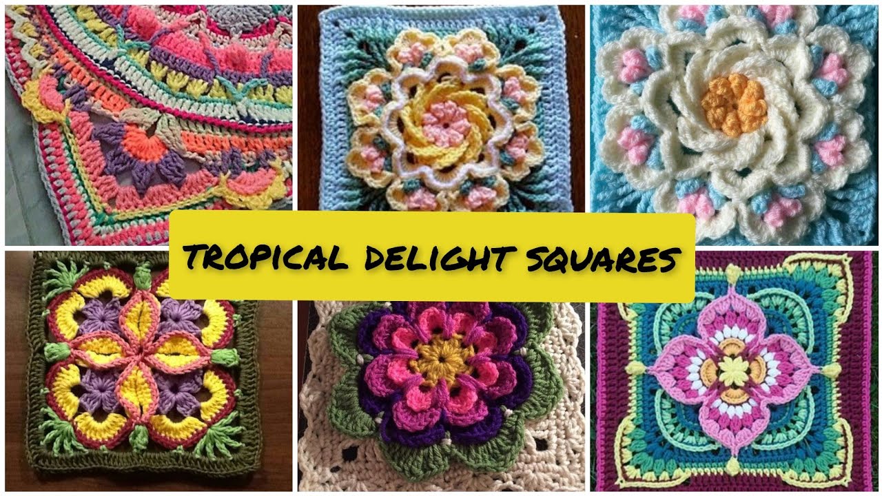 diy handmade crochet tropical delight square knitting patterns - YouTube