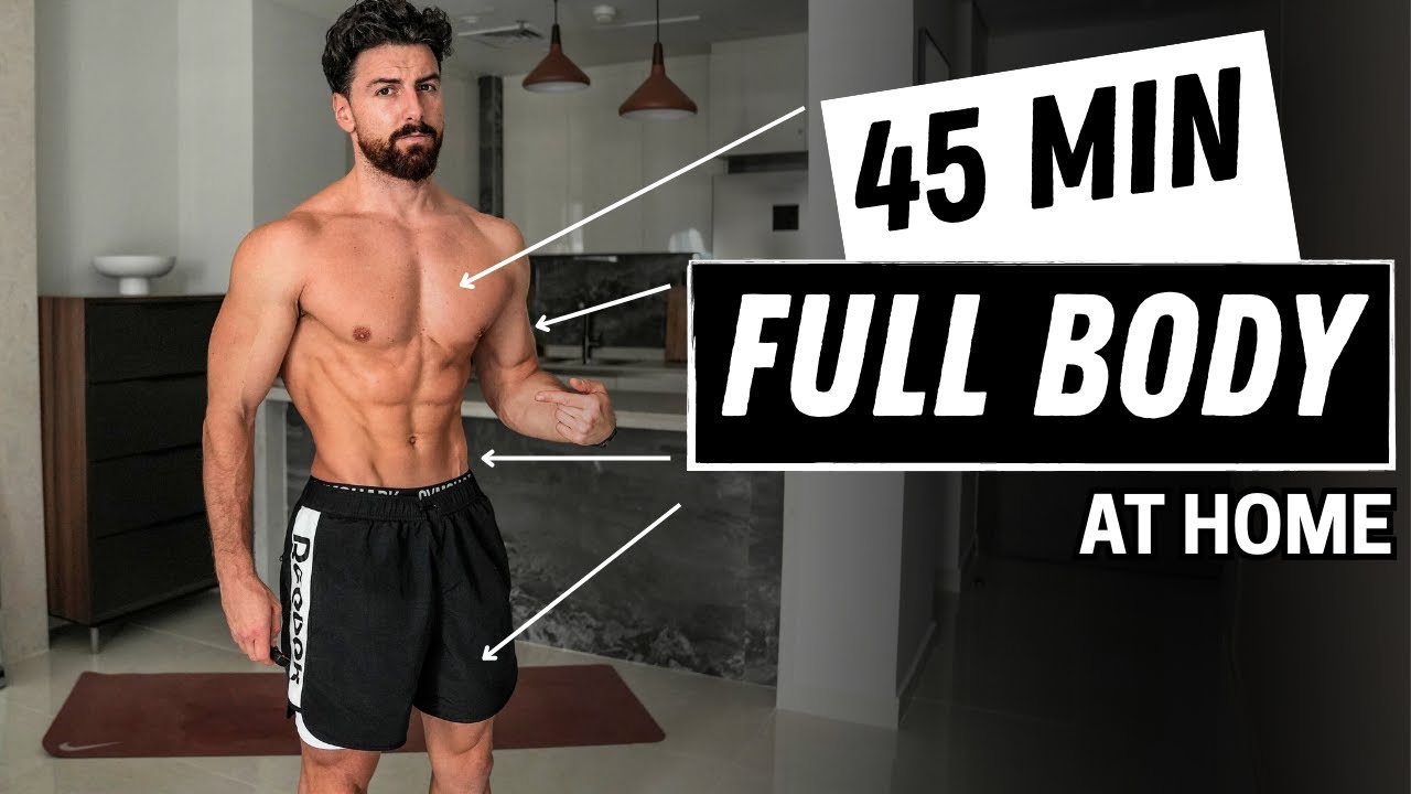45 Min FULL BODY WORKOUT AT HOME | No Equipment | Rowan Row - YouTube