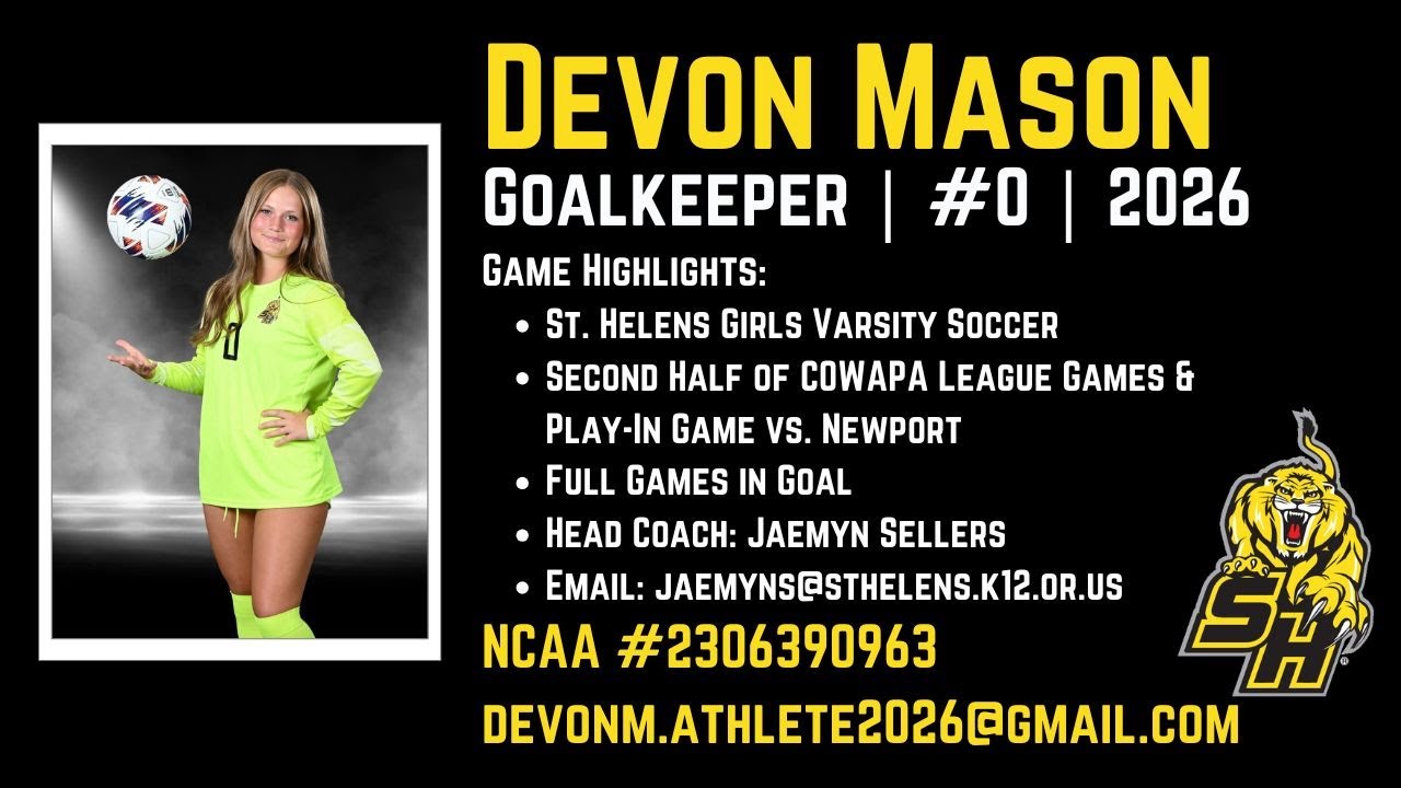 Devon Mason | GK | 2026 - Highlights from St. Helens Varsity Soccer ...
