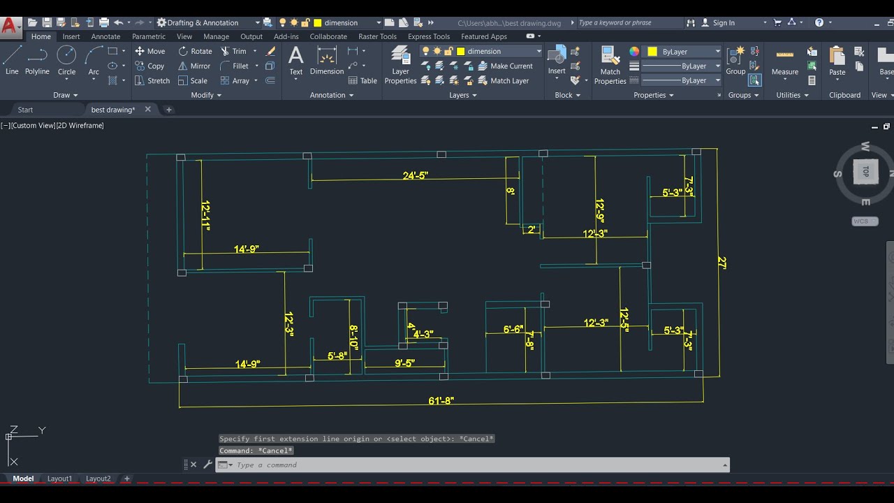 Making a simple floor plan in AutoCAD: Part 1 of 2 II #FLOOR PLAN IN # ...