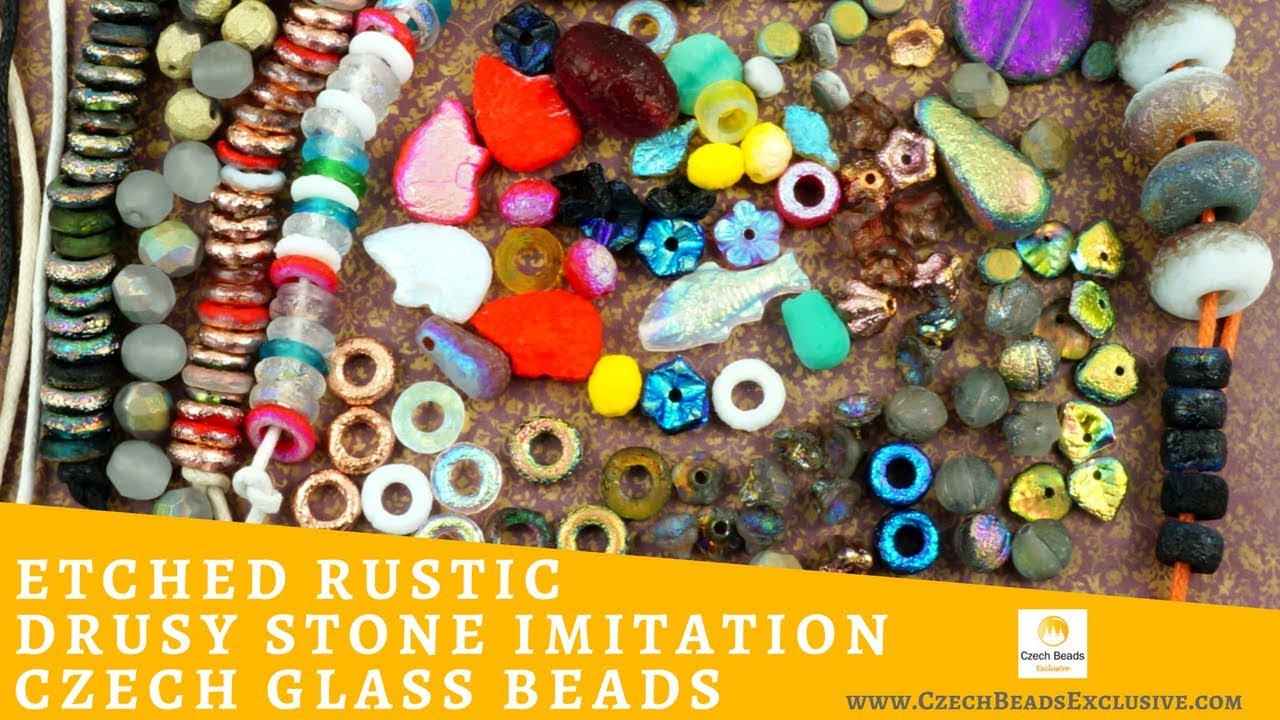 ETCHED Rustic Druzy Lava Stone Imitation Czech Glass Beads - New ...