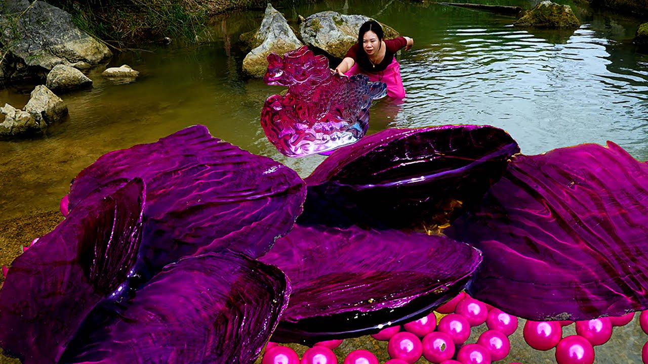 😱🎁The girl discovered a sparkling giant purple clam, nurturing ...