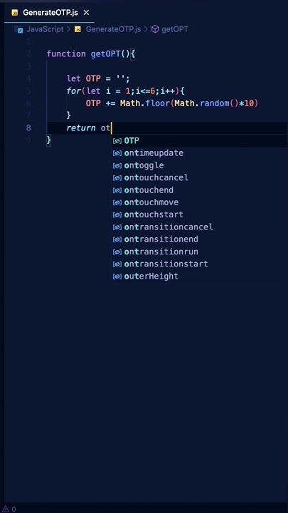 Generate Otp Through Javascript Javascript Shorts Viral Shortsfeed Youtube