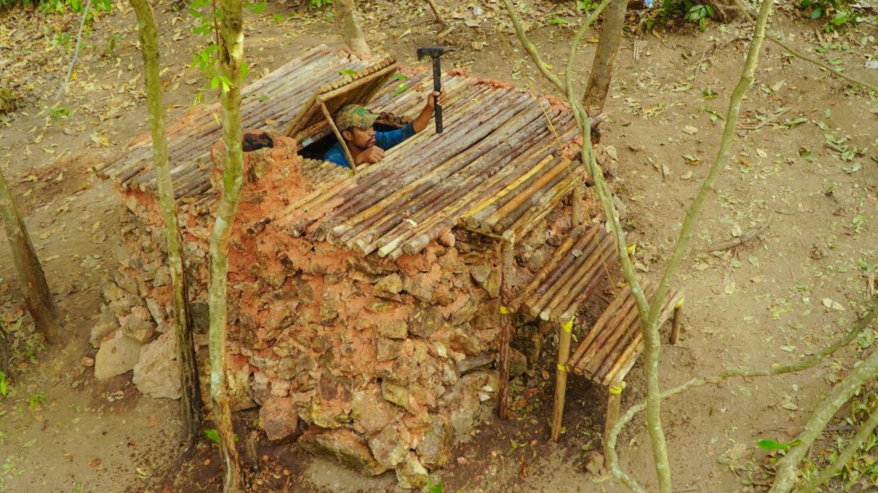 Build Dugout Shelter Complete Rock Underground-Bushcraft Camping - YouTube