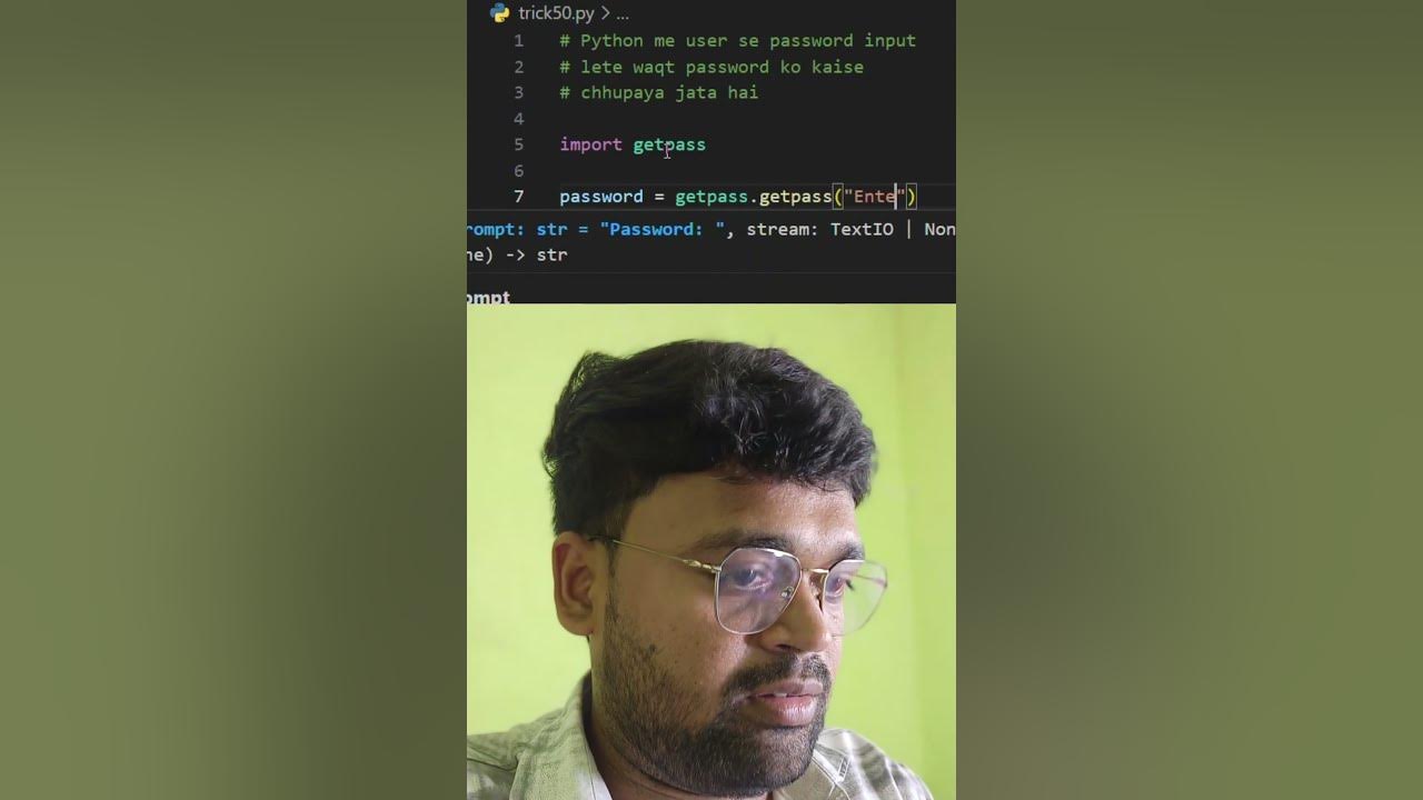 hide password typing in terminal with getpass.getpass() — safe & simple. #python - YouTube
