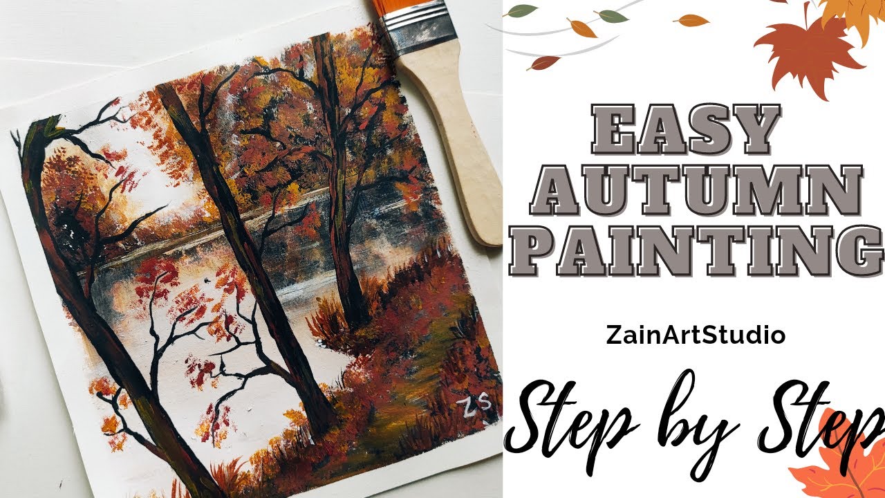 How to paint Autumn landscape || Step by Step ||Beginner's Tutorial # ...