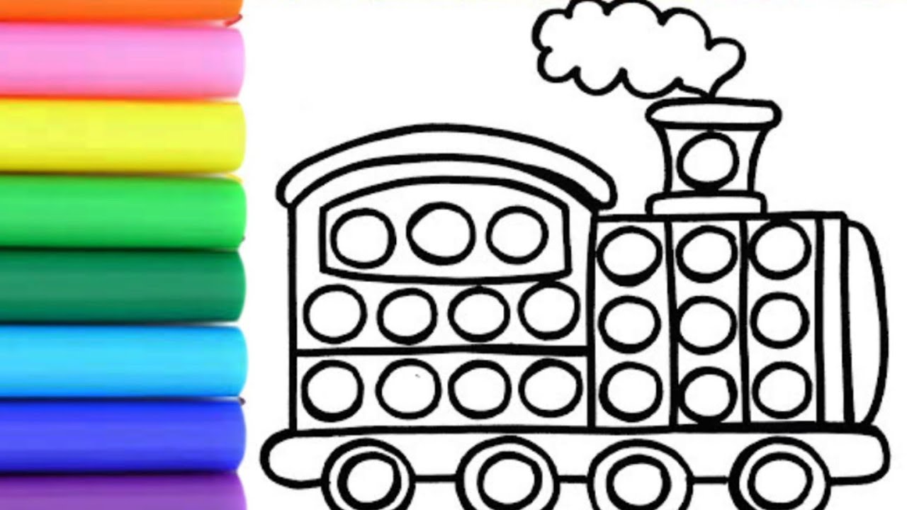 drawing and coloring a train for kids | how to draw a train and ...