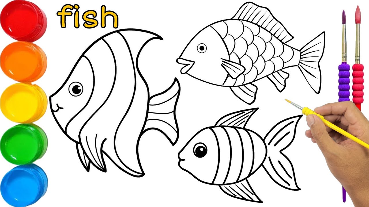 How to Draw various types of Fish for Beginners and Toddlers - YouTube
