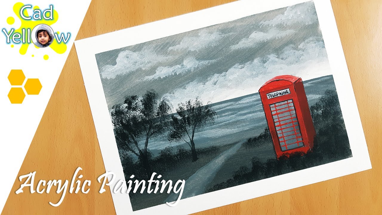 Red Telephone Box / Acrylic Painting Tutorial / Red Color Splash / # ...